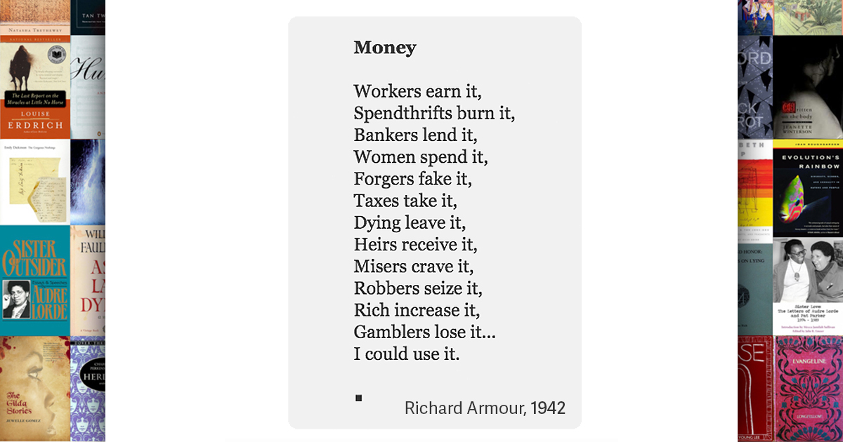 Poem-A-Day April 15: Money Money Money – Meet Me In 811